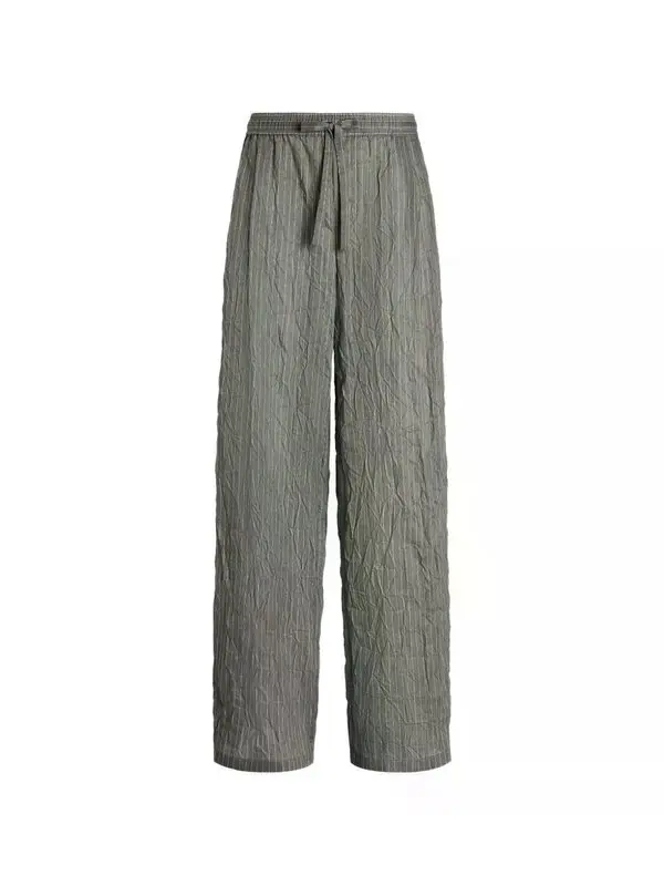 Dolce & Gabbana Crinkled Striped Cotton Jacquard Vanity Trousers - Grey