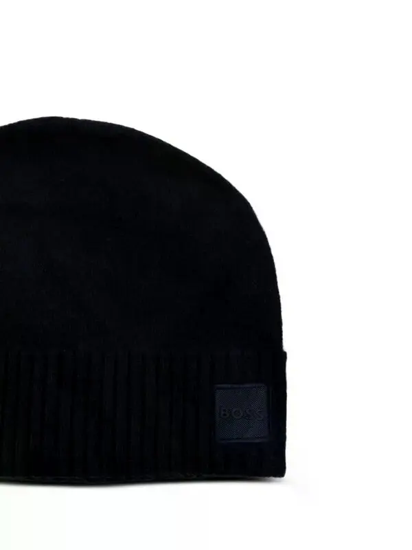 BOSS Logo-patch Beanie - Blue