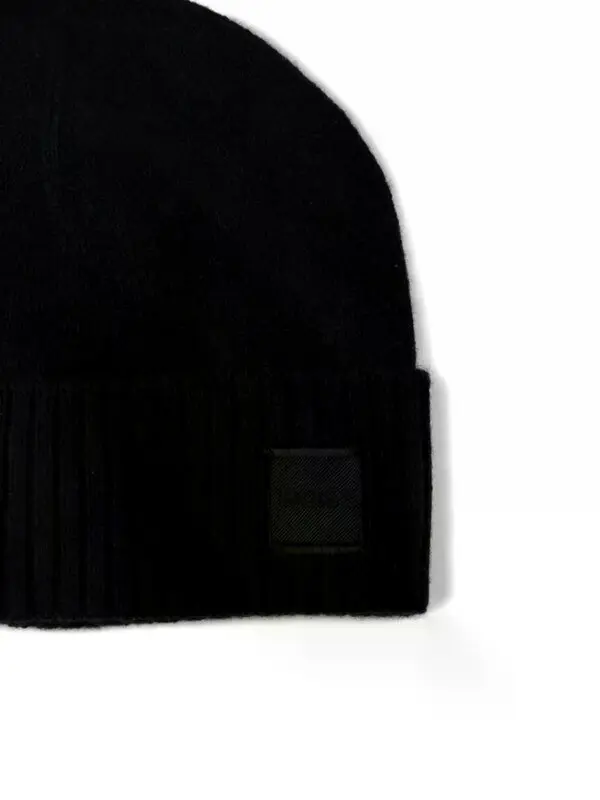 BOSS Logo-patch Beanie - Black