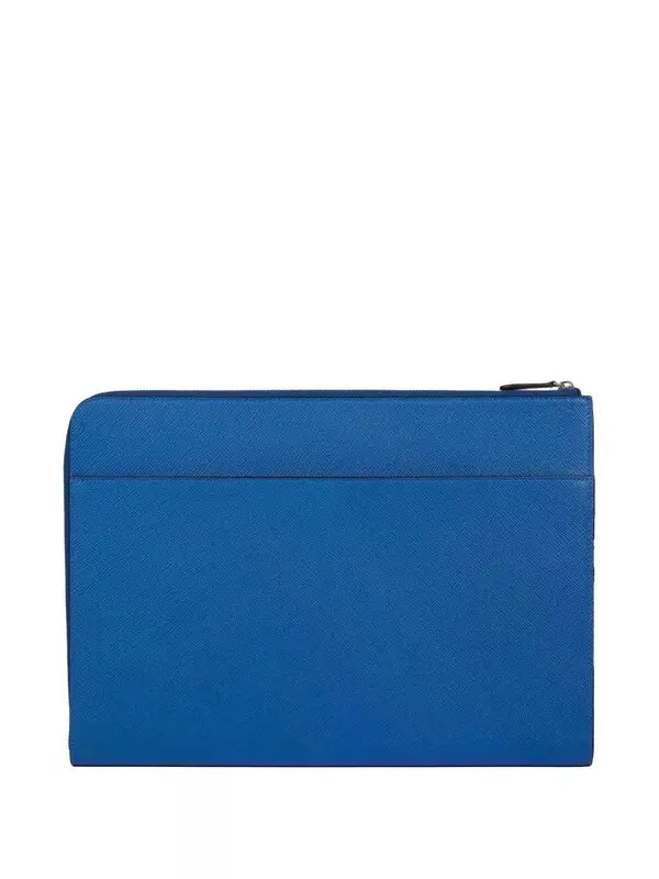 Smythson Large Panama Leather Laptop Casa - Blue