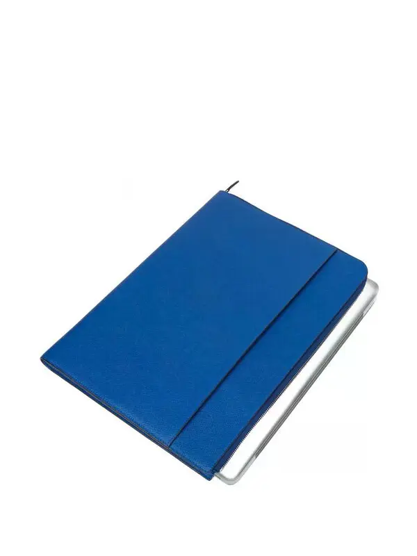 Smythson Large Panama Leather Laptop Casa - Blue