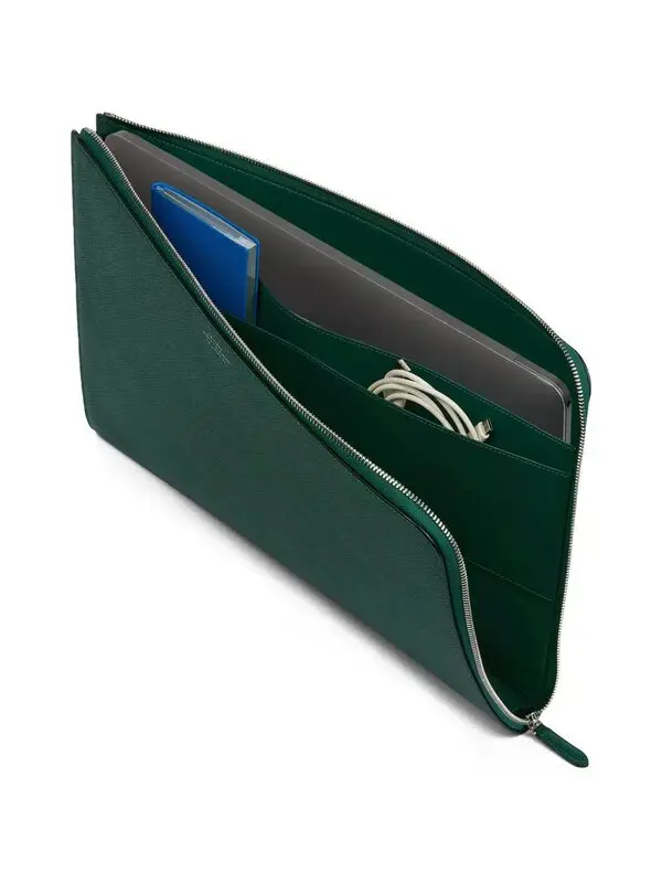 Smythson Large Panama Laptop Case - Green