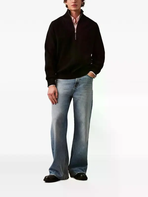 Calvin Klein Zip-up High-neck Jumper - Black