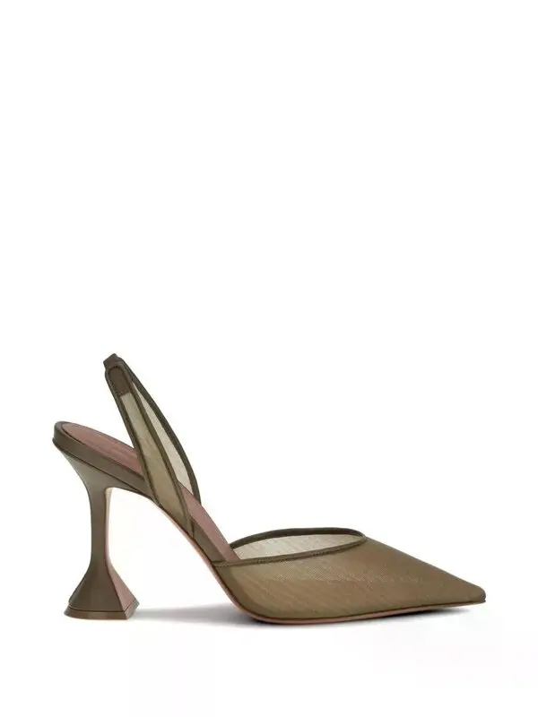 Amina Muaddi Mesh Holli Slingback Sandals - Green