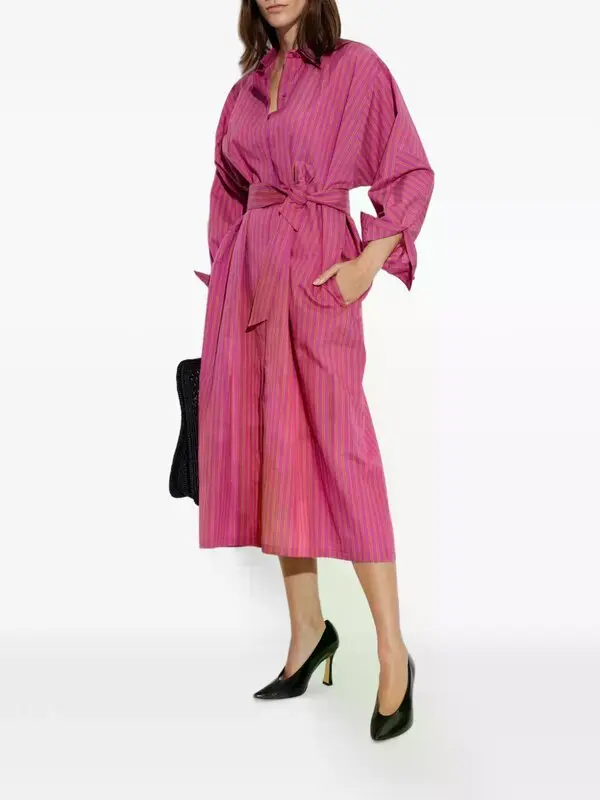 Max Mara Striped Belted Shirt Dress