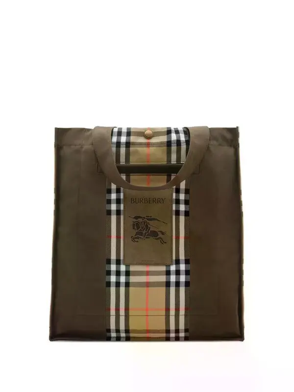 Burberry Check Trench Logo-patch Tote Bag - Brown