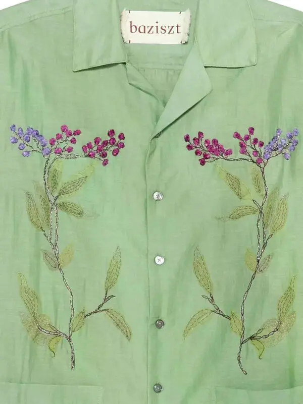 BAZISZT Flower-embroidered Shirt