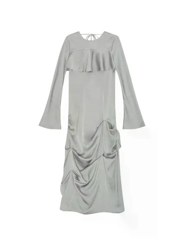 GANNI Ruffled Midi Dress - Grey