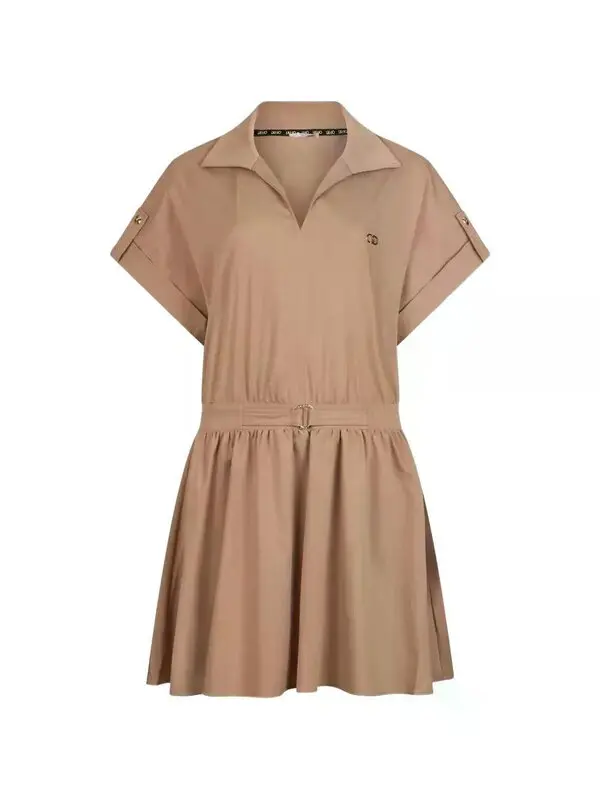 Liu Jo Beige V-neck Mini Dress With Belt Detail
