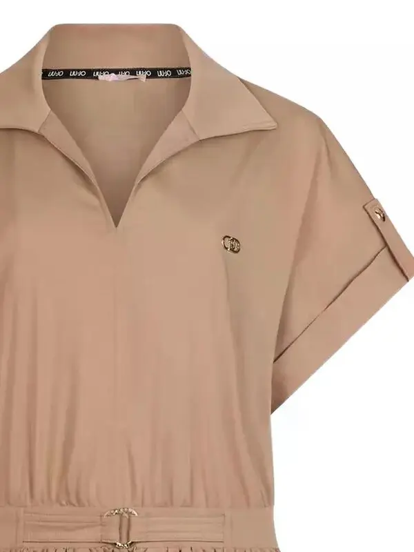Liu Jo Beige V-neck Mini Dress With Belt Detail