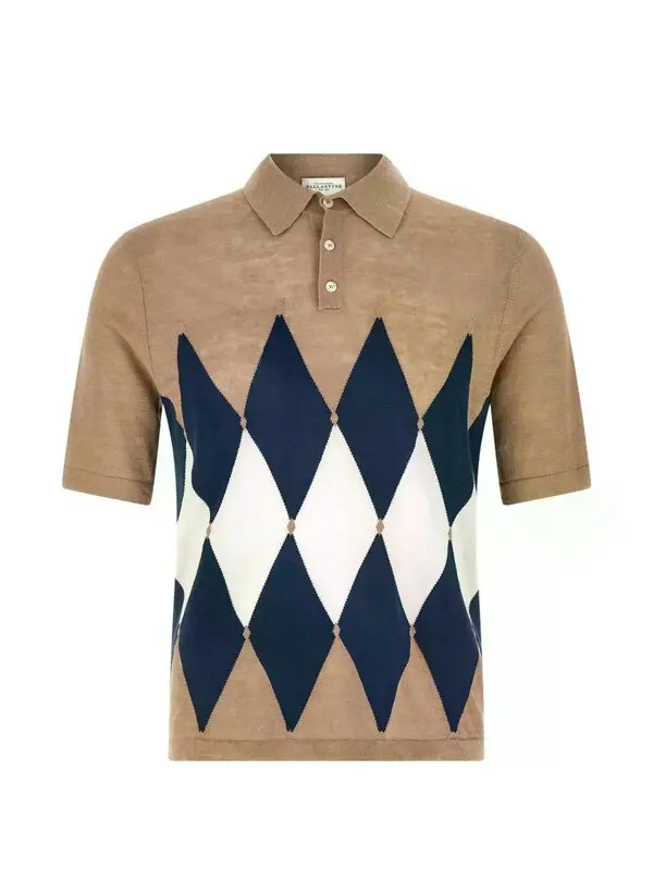 BALLANTYNE Argyle-pattern Short-sleeve Polo Shirt