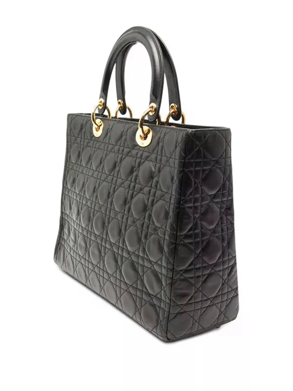 Dior 1997 Lambskin Cannage Lady Satchel - Black