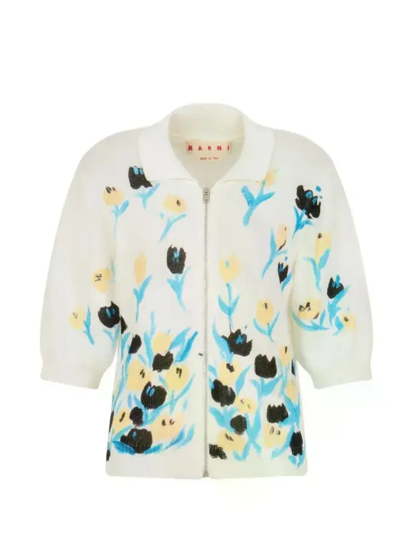 Marni Floral Zip Cardigan