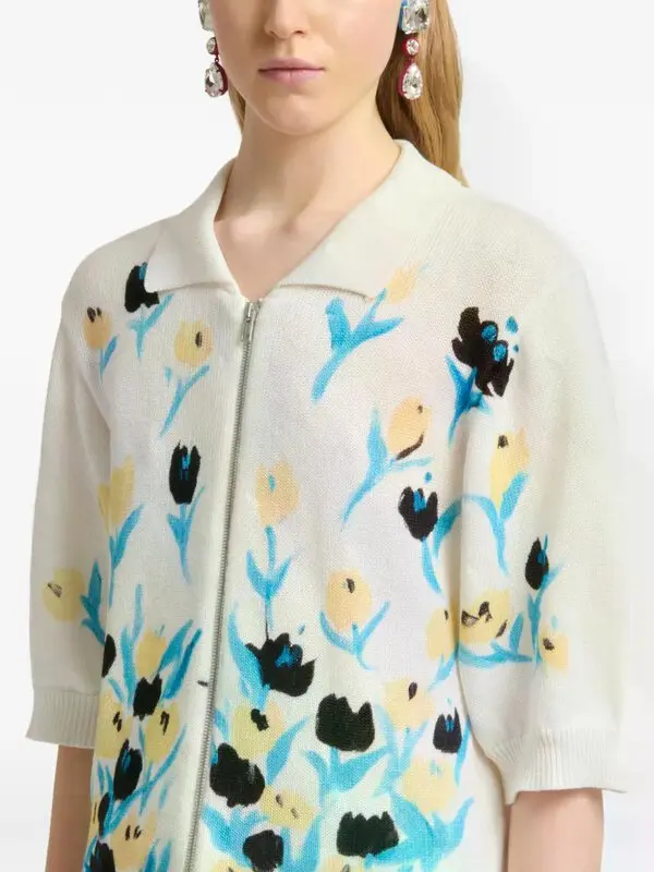 Marni Floral Zip Cardigan
