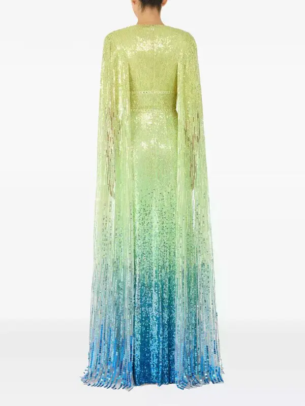 Jenny Packham Sequin Embellished Maxi Dress - Green