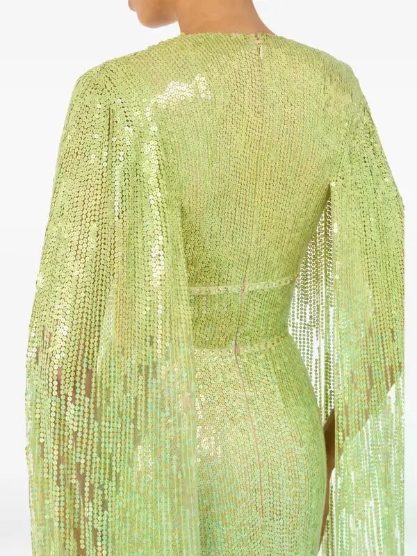 Jenny Packham Sequin Embellished Maxi Dress - Green