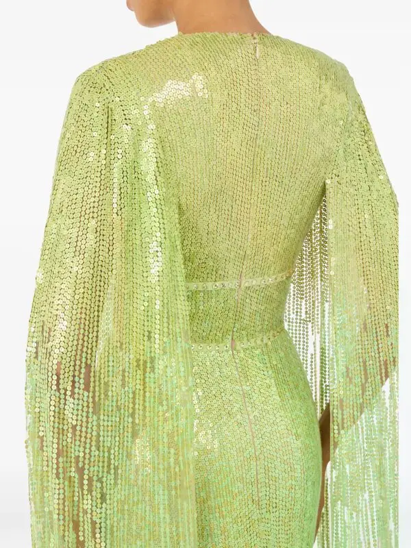 Jenny Packham Sequin Embellished Maxi Dress - Green