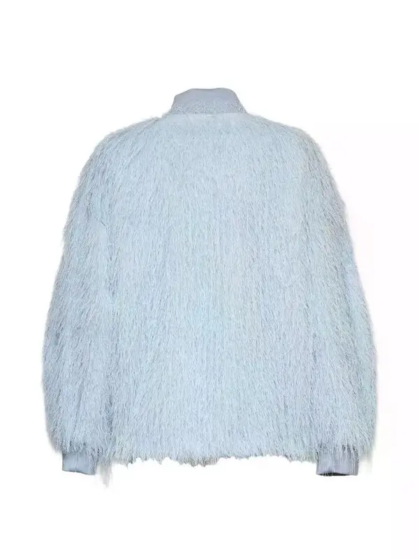 SWORD 6644 Fringed Zip-up Bomber Jacket