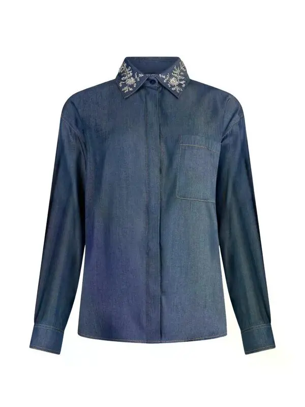 Liu Jo Denim Shirt With Detachable Collar - Blue