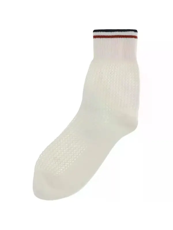 Brunello Cucinelli Striped Trim Textured Socks - Neutrals