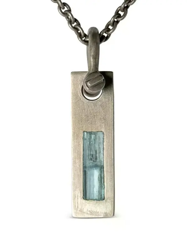PARTS OF FOUR Aquamarine Plate Necklace - Silver