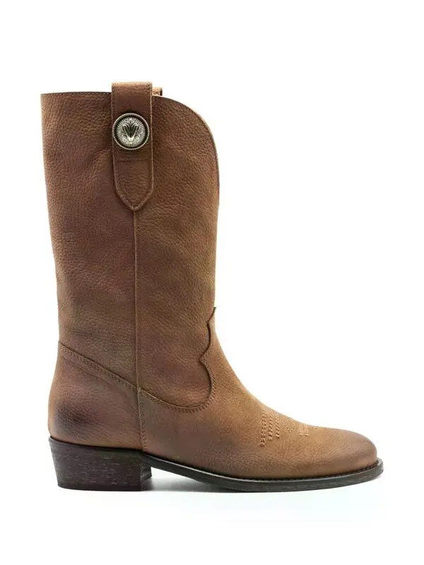 VIA ROMA 15 Logo-appliqué Cowboy Boots - Brown