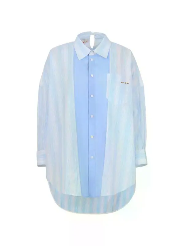 Marni Striped Panel Shirt - Blue