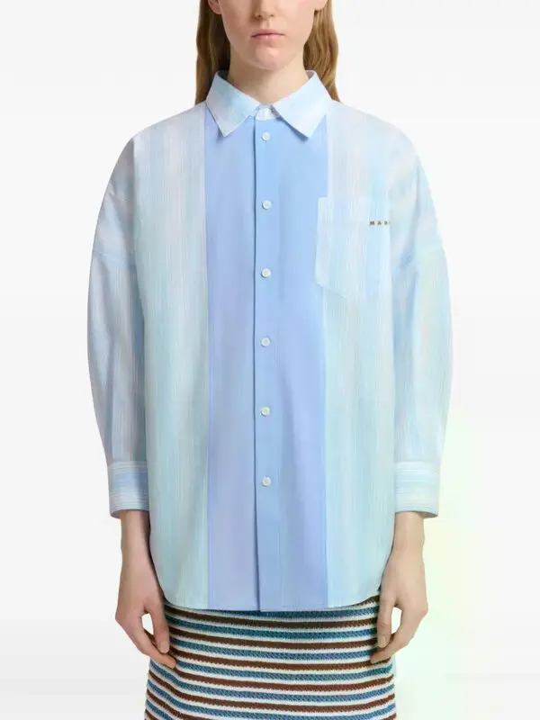 Marni Striped Panel Shirt - Blue