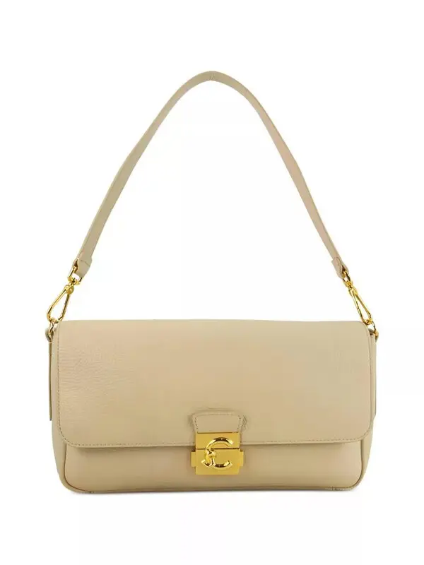 COCCINELLE Grained Texture Shoulder Bag With Turn Lock - Neutrals
