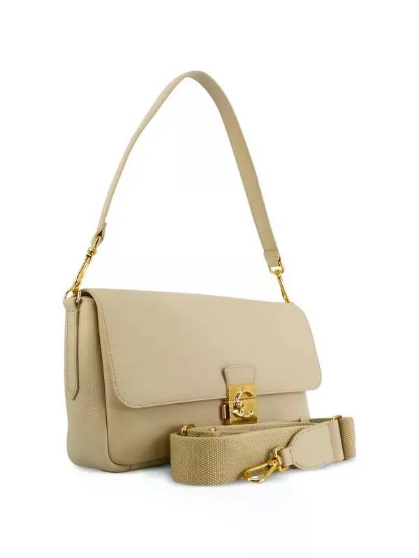 COCCINELLE Grained Texture Shoulder Bag With Turn Lock - Neutrals