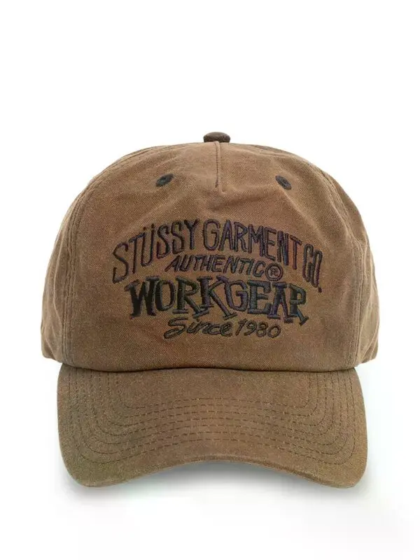 StÜssy Mid-depth Workgear Waxed Snapback Cap - Brown