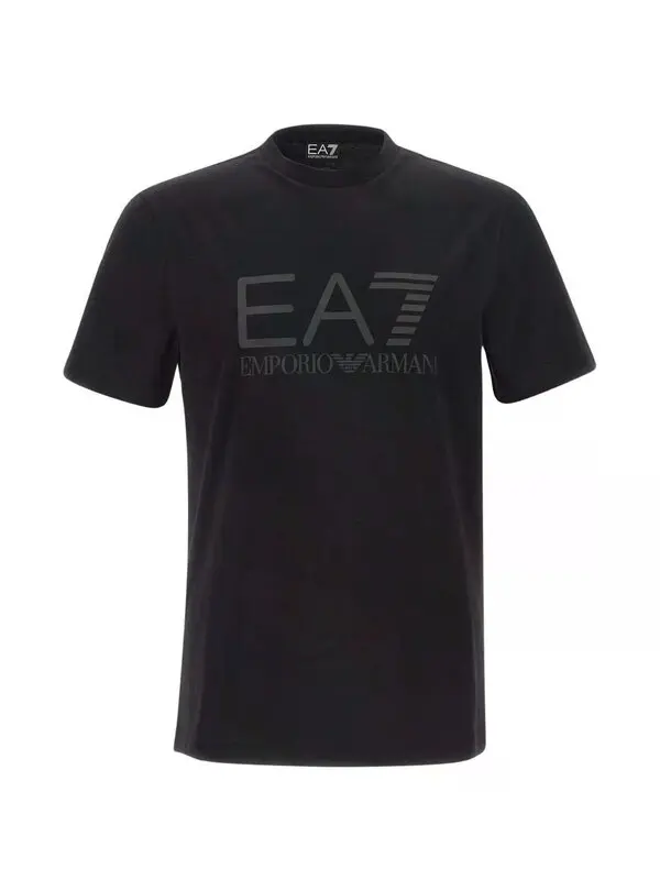 EA7 Logo Print Crew Neck T-shirt - Black