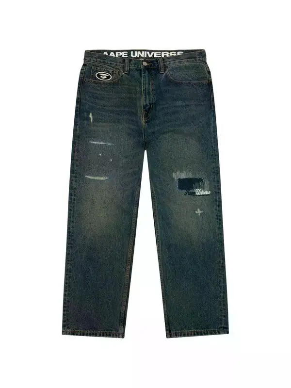 AAPE BY *A BATHING APE Distressed Trousers - Blue