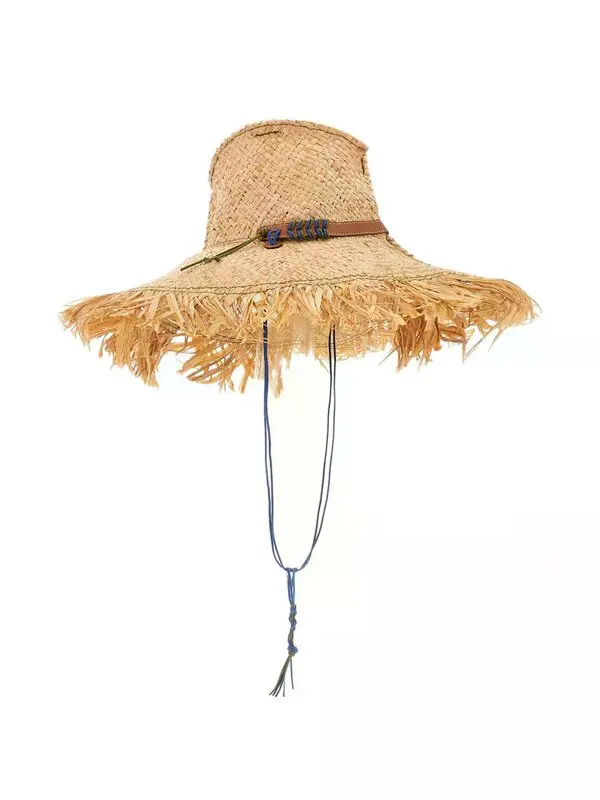CUBA LAB Frayed Trim Sun Hat - Neutrals