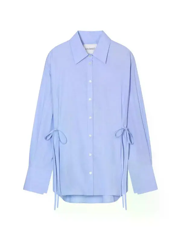 Closed Long-sleeve Shirt With Waist-ties