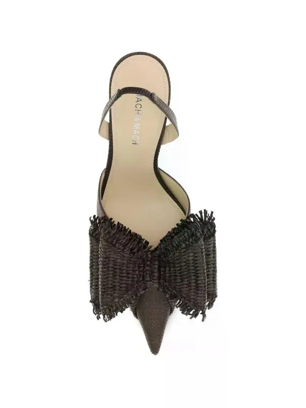Mach & Mach Raffia Fringed Slingback Sandals - Brown