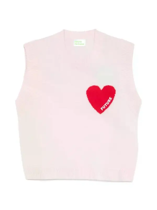 From Future Heart-knitted Vest - Pink