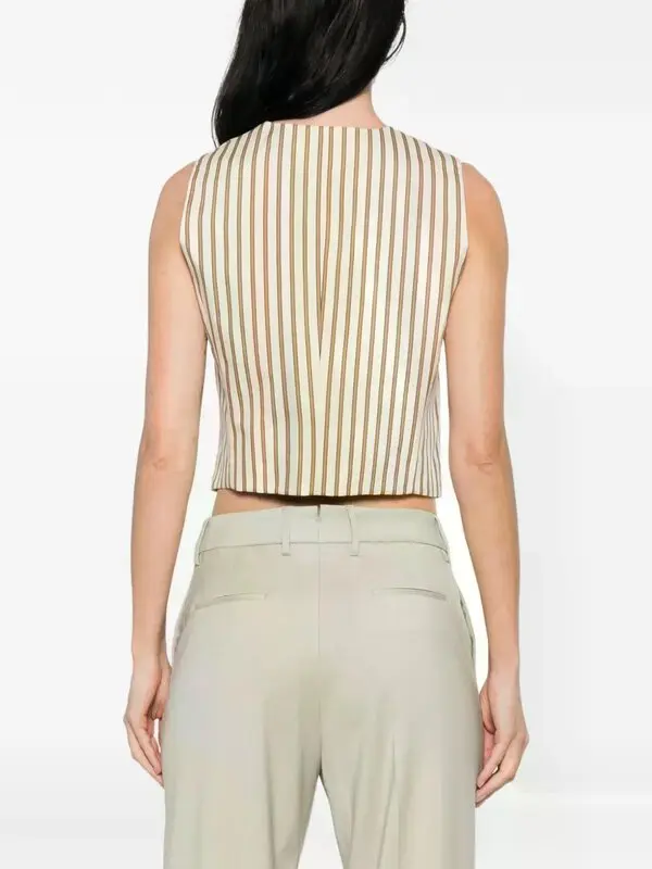 Max Mara Striped Button Waistcoat - Neutrals