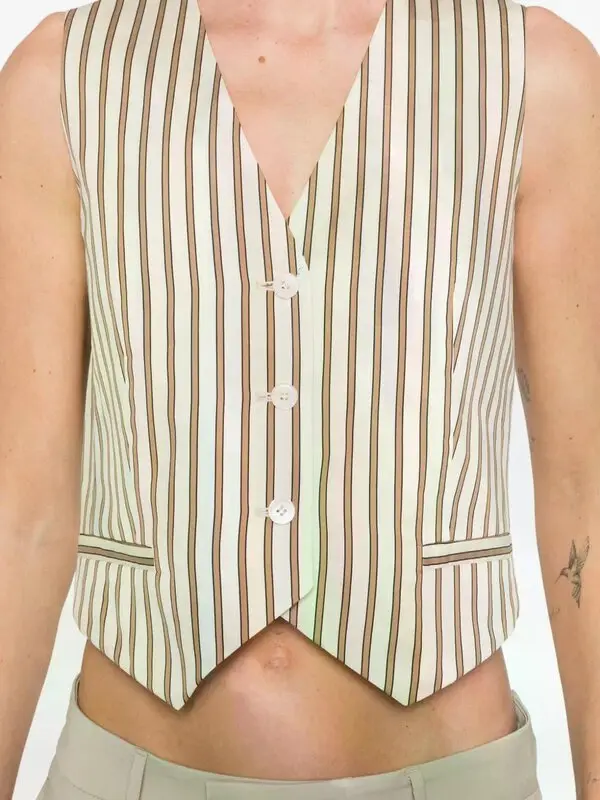 Max Mara Striped Button Waistcoat - Neutrals