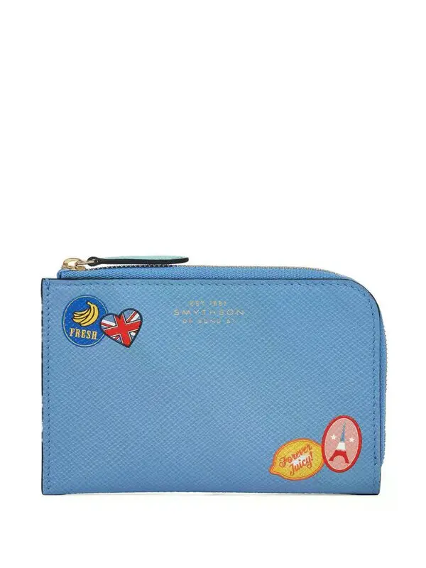 Smythson Panama Stickers Pouch - Blue