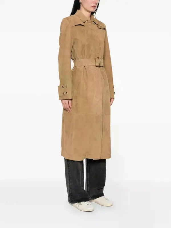 GOLDEN GOOSE Belted Suede Coat - Neutrals