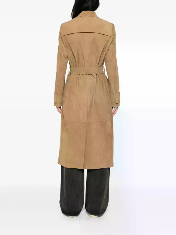 GOLDEN GOOSE Belted Suede Coat - Neutrals