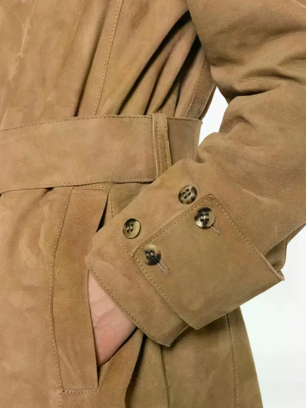 GOLDEN GOOSE Belted Suede Coat - Neutrals