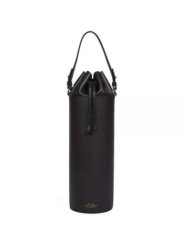 Smythson Panama Drawstring Wine Bag - Black