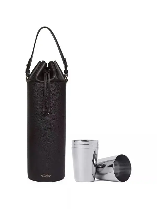Smythson Panama Drawstring Wine Bag