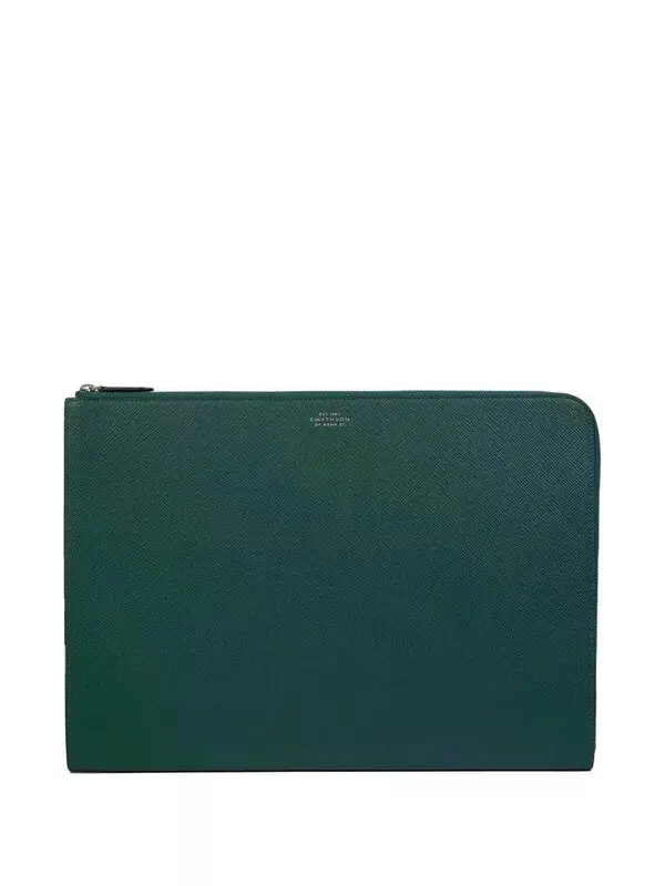 Smythson Large Panama Laptop Case - Green