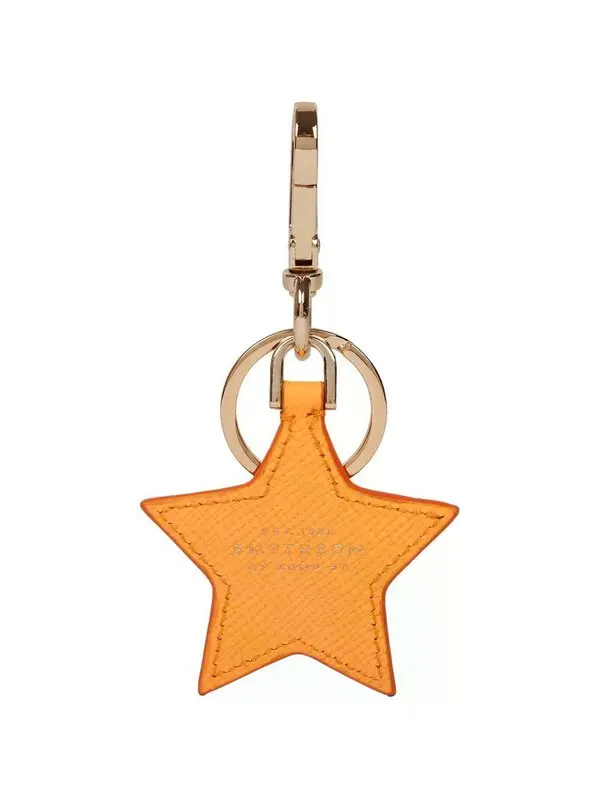 Smythson Panama Star Keyring - Orange