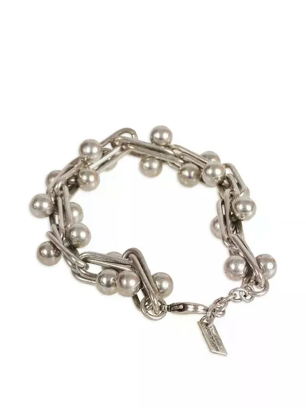 Saint Laurent Chain Beaded Bracelet - Silver