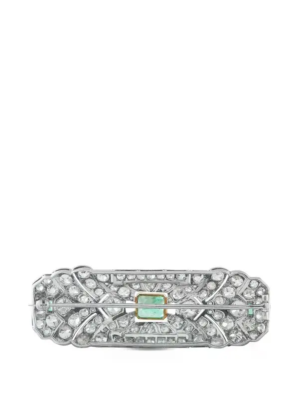 LB EXCLUSIVE Art Deco Diamond And Emerald Brooch