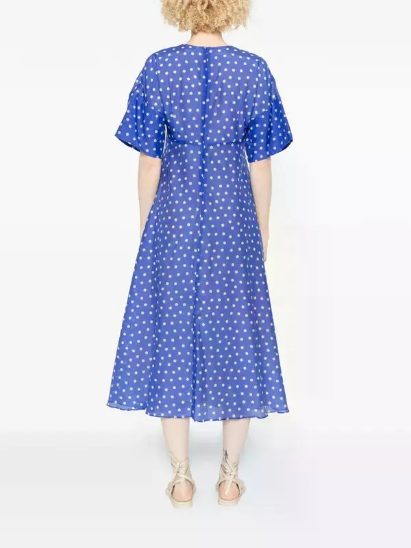 PSOPHIA Polka-dot V-neck Midi Dress - Blue